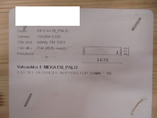 KLAS1-78, MEKA 130 EI30 PALO, 1670x370, Puu/Musta, 3K - Nordic Sale