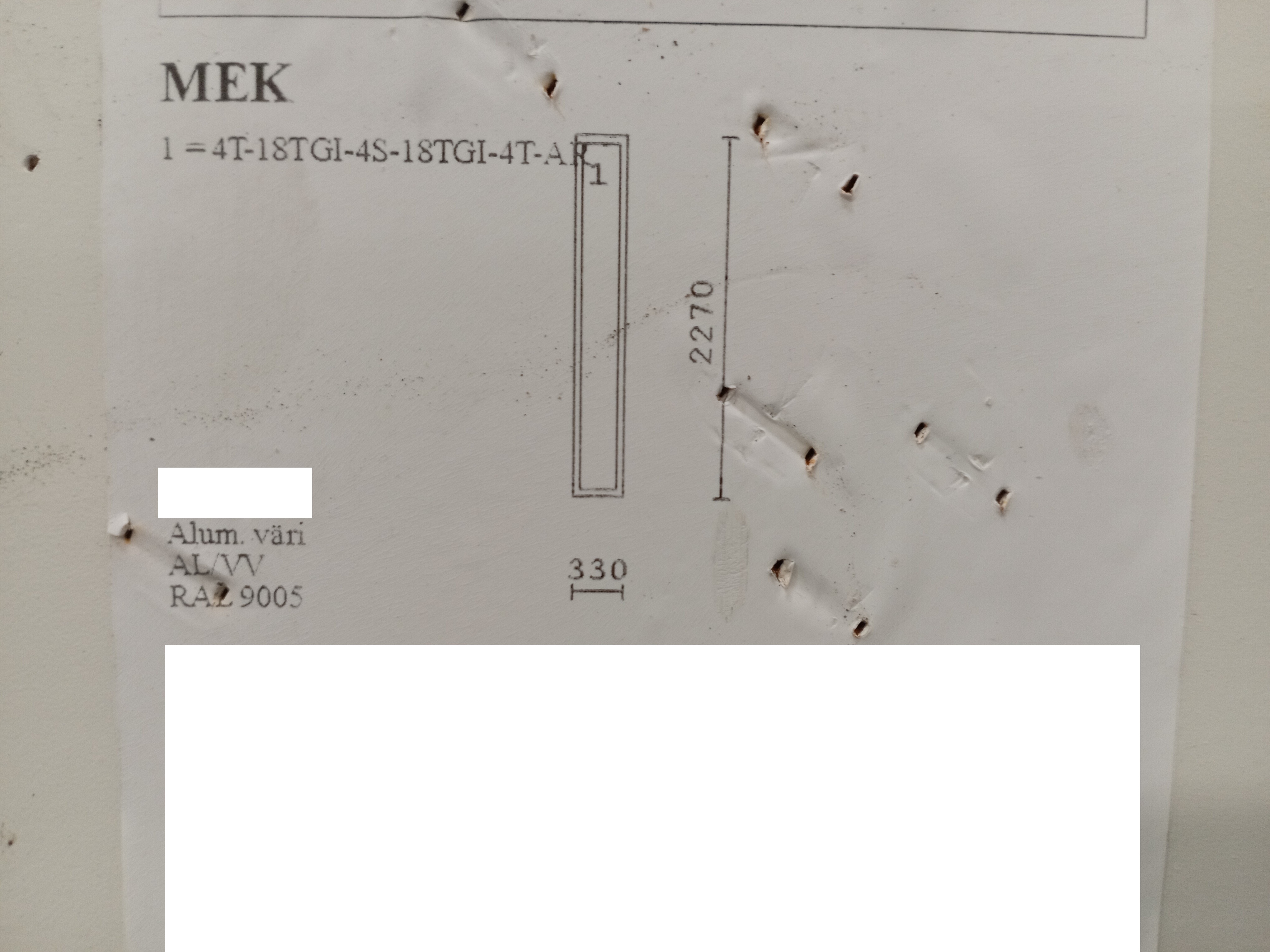 NR 3481, Tiivi MEKA 170, 330x2270, Valk/Musta, 3K4 Kark - Nordic Sale